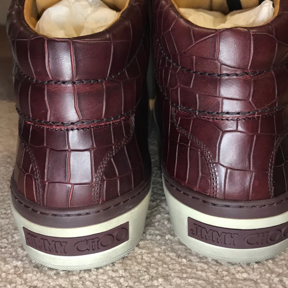 Jimmy Choo | Shoes | Croc Embossed Leather Jimmy Choo 4 Black Cherry ...